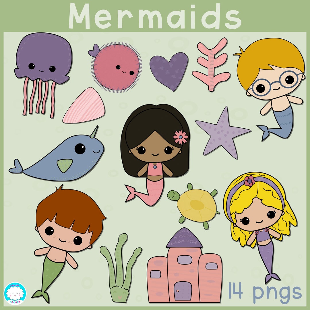 Cute Mermaids 3 Mermaid png Cute Mermaid Clip Art Mermaids - Etsy México
