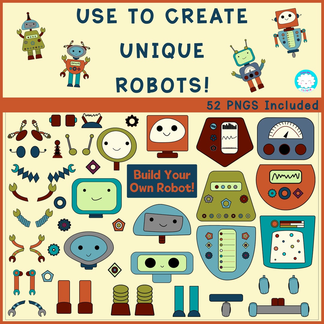 Build A Robot Clipart, Make a Robot Clipart, Robot Clipart, Cute Robot ...