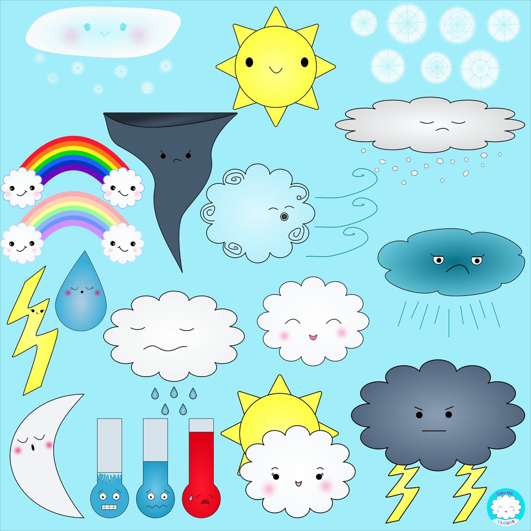 Cute Weather Clip Art Cute Weather Clipart Cute Weather - Etsy