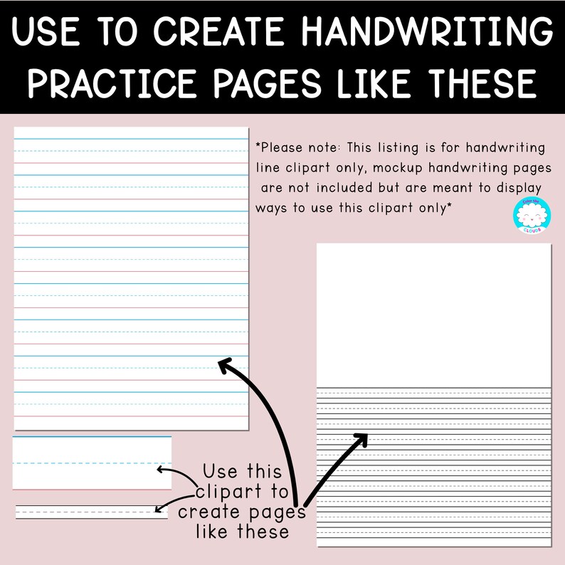 Handwriting Lines Elementary Portrait Clipart, Handwriting Lines ...