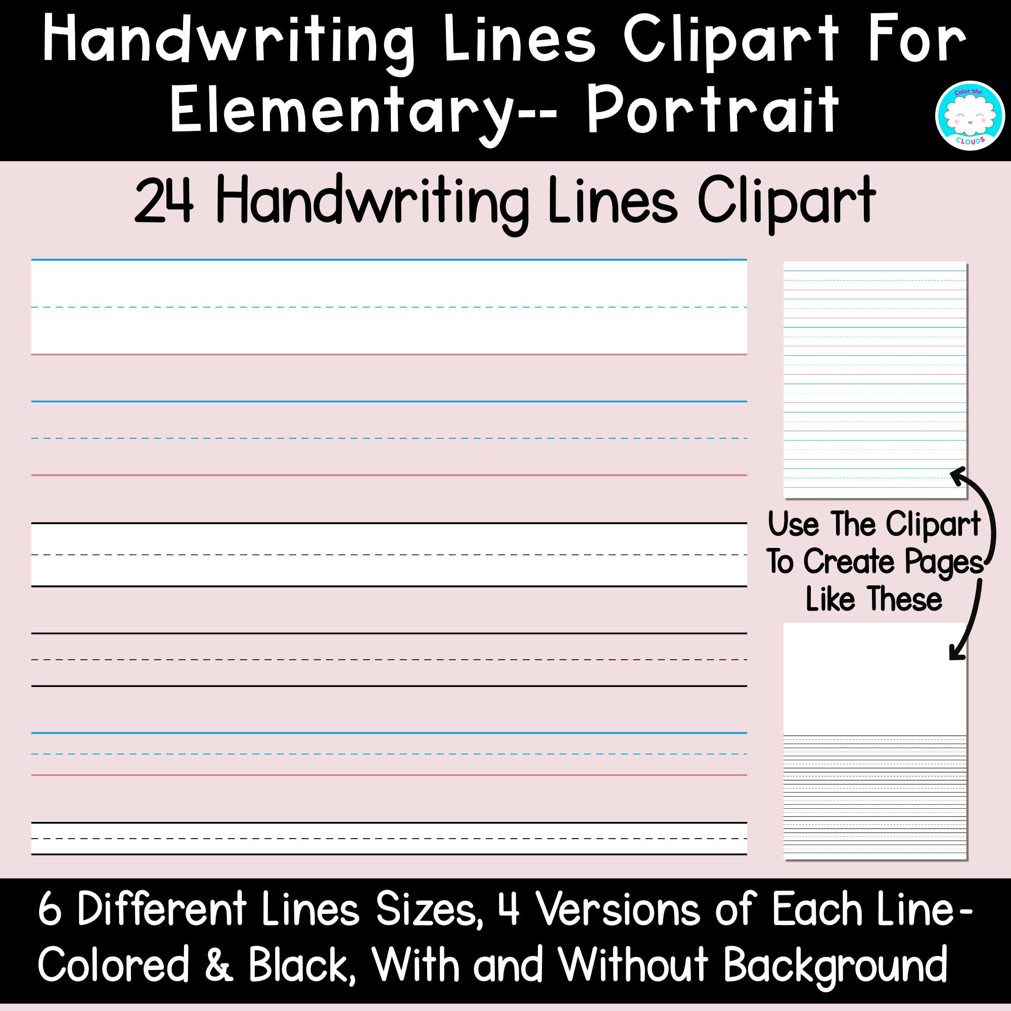 Handwriting Lines Elementary Portrait Clipart, Handwriting Lines ...
