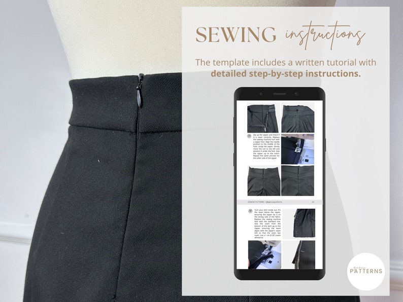 A-line Mini Skirt Pattern With Waistband and Silt | PDF Sewing Pattern ...