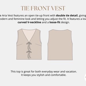 Front Tie Vest Sewing Pattern | Summer Top | Digital Pattern | Top With ...