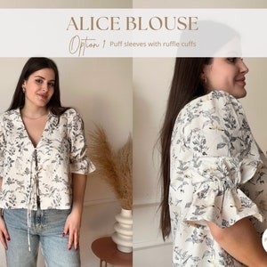 Tie Front Top Pattern for Sewing Women, Beginner Digital Sewing Pattern ...