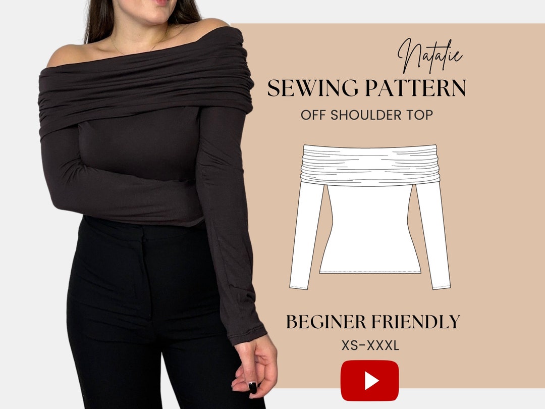 Off Shoulder Top Sewing Pattern Long, Midi, Cropped Length Easy ...