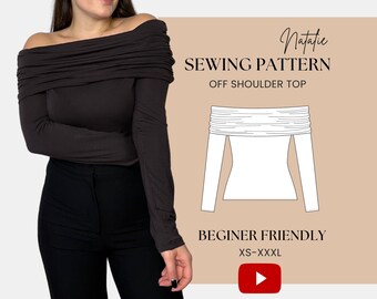 Off-the-shoulder Sewing Pattern Fold Over Sweater Instant PDF Download ...