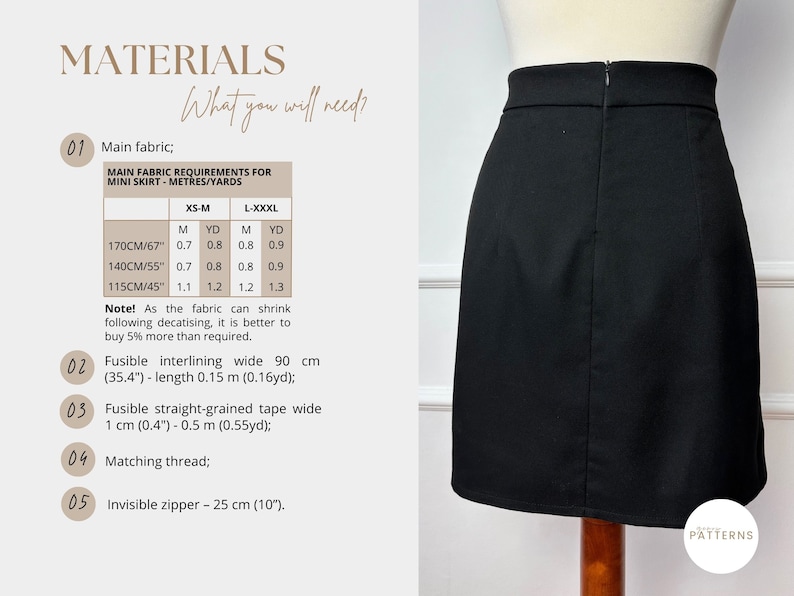 A-line Mini Skirt Pattern With Waistband and Silt | PDF Sewing Pattern ...