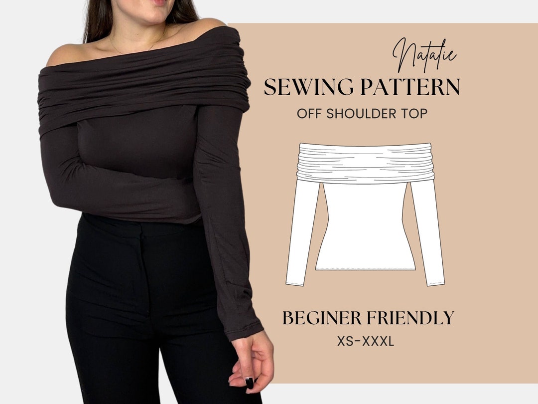 Off Shoulder Top Sewing Pattern Long, Midi, Cropped Length Easy,Beginner Friendly Sweater ...