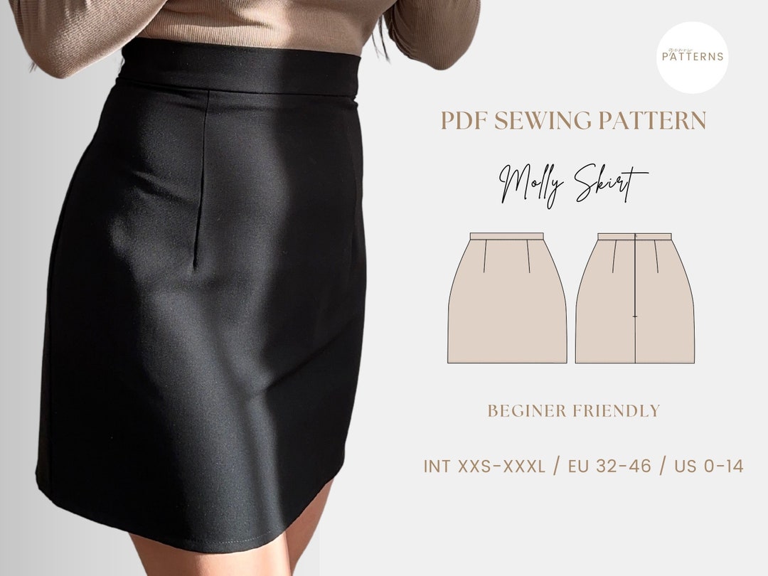 A-line Mini Skirt Pattern With Waistband and Silt PDF Sewing Pattern ...