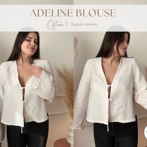 Front Tie Blouse Sewing Pattern | Flare Long Sleeve | Gathered Sleeve ...