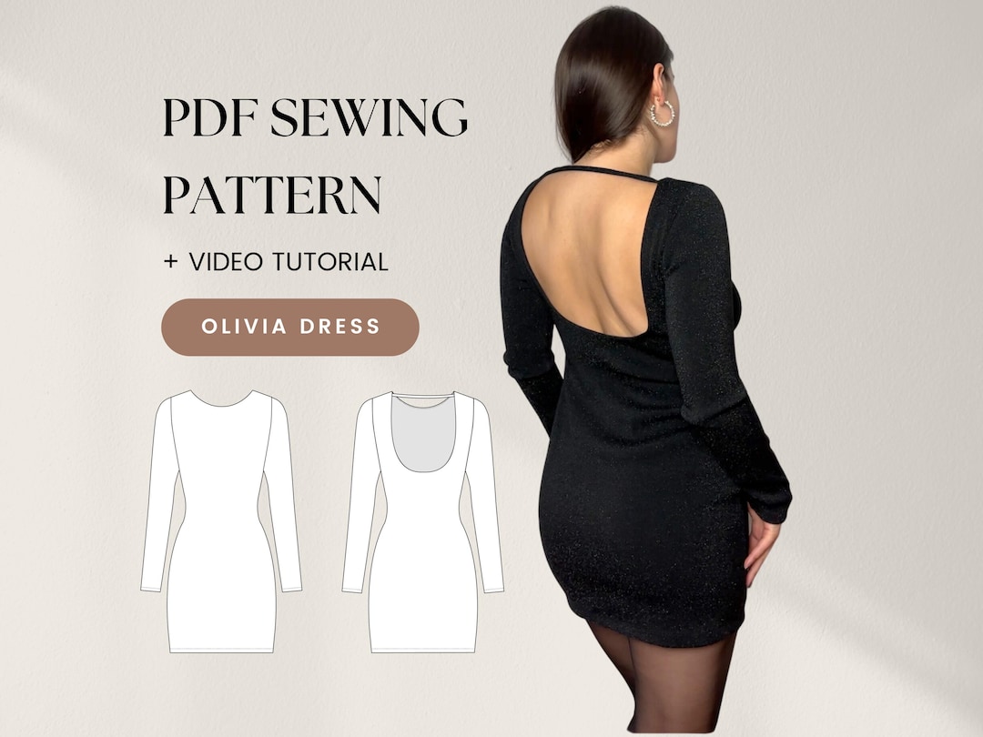 Open Back Dress Pattern Bodycon Mini Dress Sewing Pattern Summer Dress ...