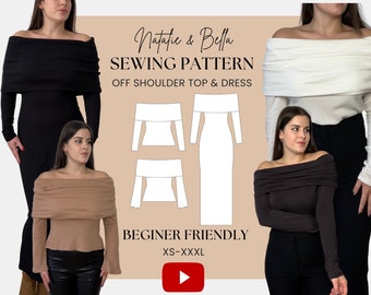 Off-the-shoulder Sewing Pattern Fold Over Sweater Instant PDF Download - Etsy UK