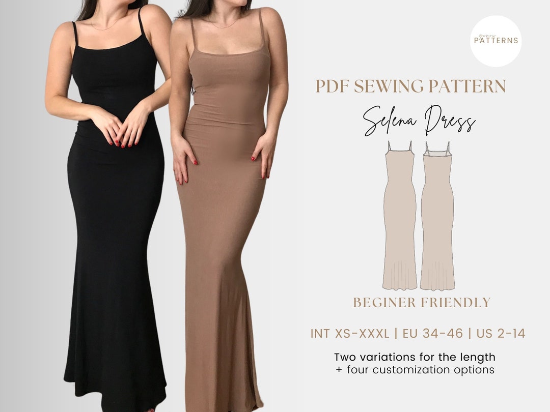 Bodycon Maxi Dress Sewing Pattern, Flare Maxi Length, Summer Dress ...