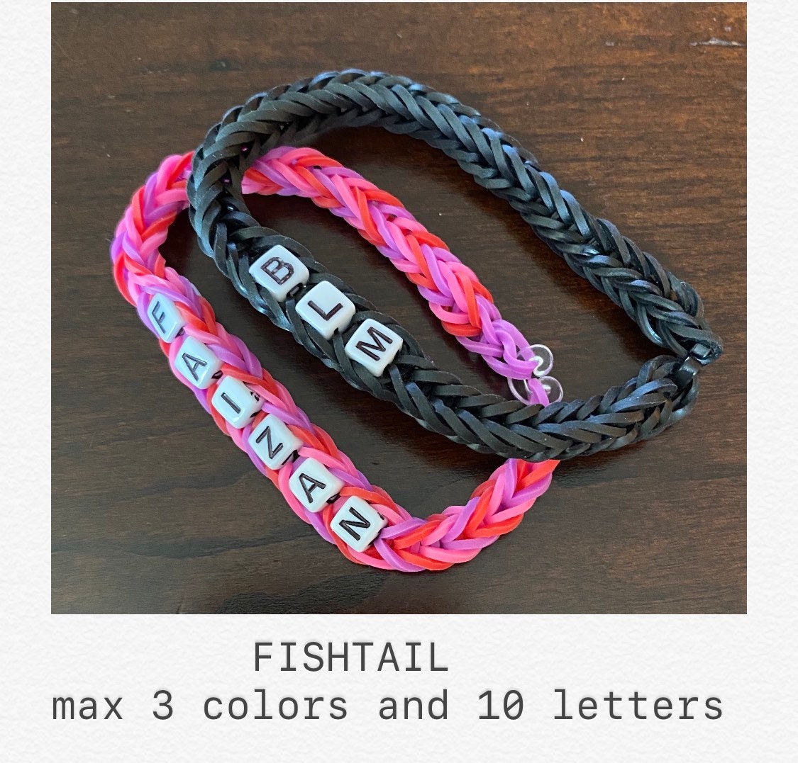 Custom Letter Rubber Band Bracelet / Fishtail / Double Single - Etsy