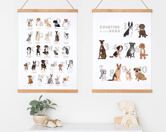 Dog Nursery Print Art Set Alphabet Print Set Digital - Etsy