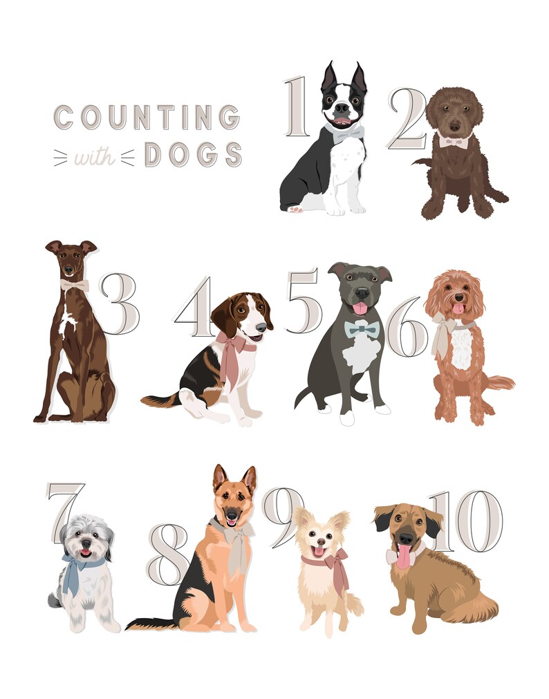 Dog Counting Art for Boho Nursery Digital Download Gender - Etsy