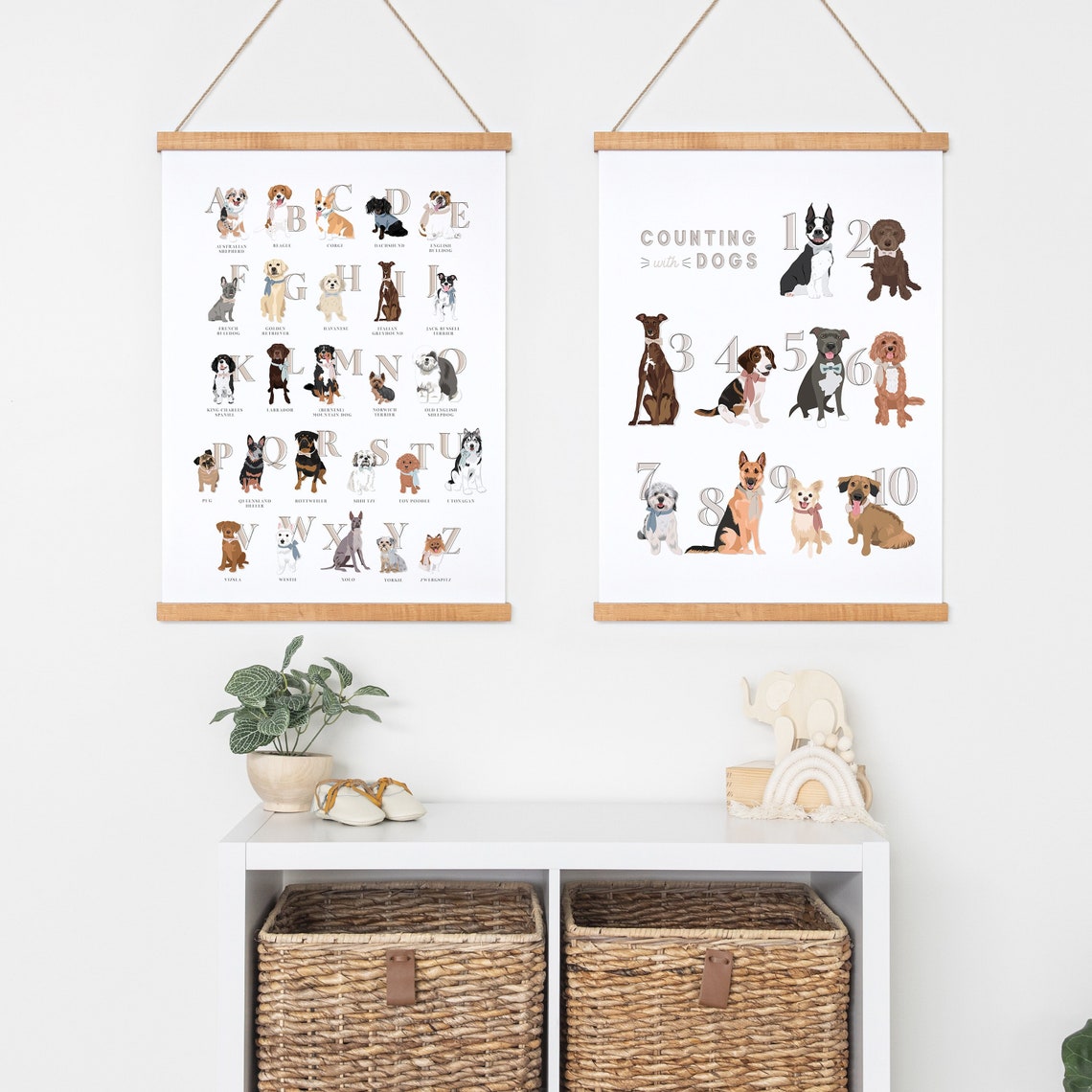 Dog Nursery Print Art Set Alphabet Print Set Digital - Etsy