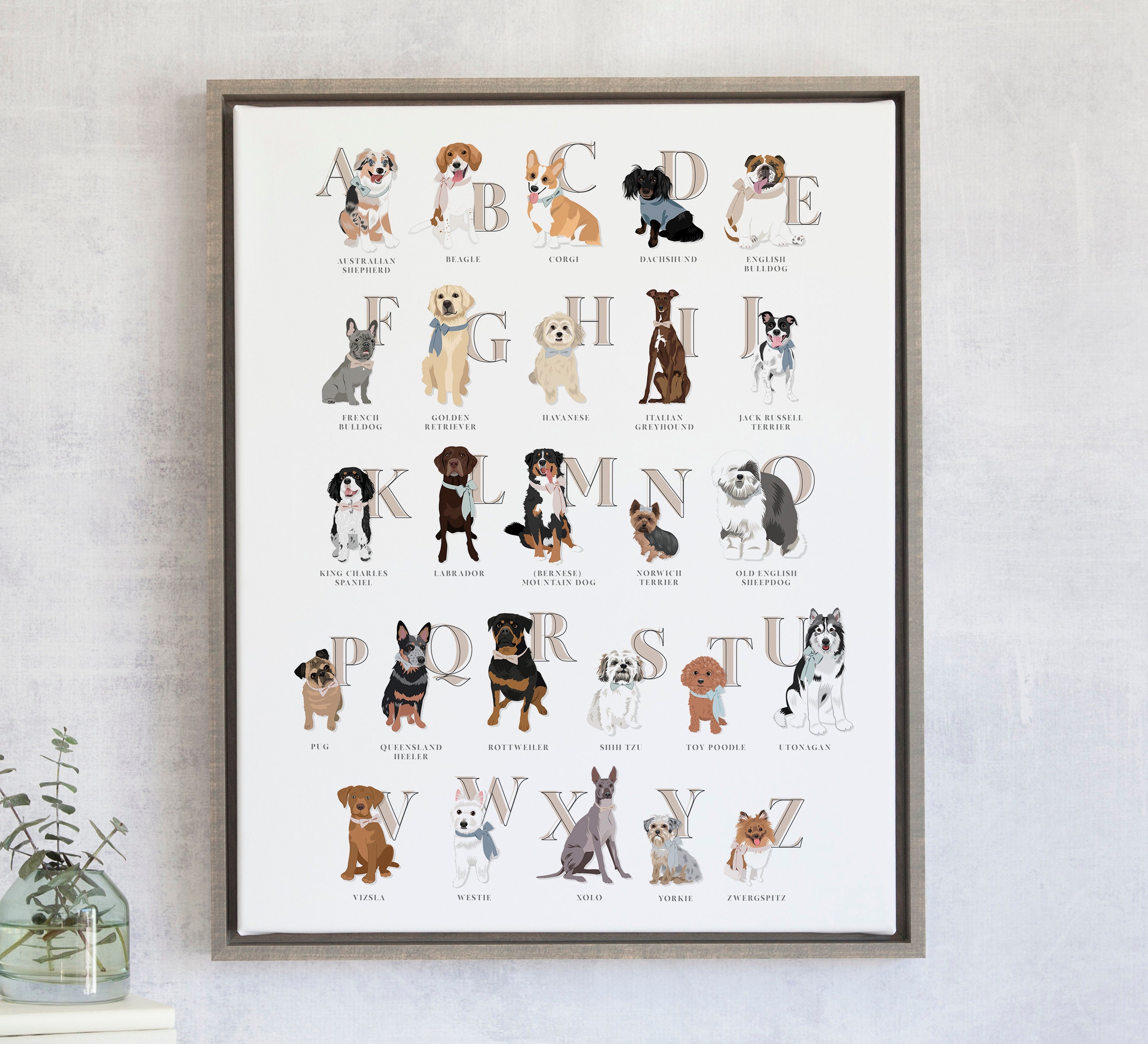 Dog Nursery Print Art Set Alphabet Print Set Digital - Etsy