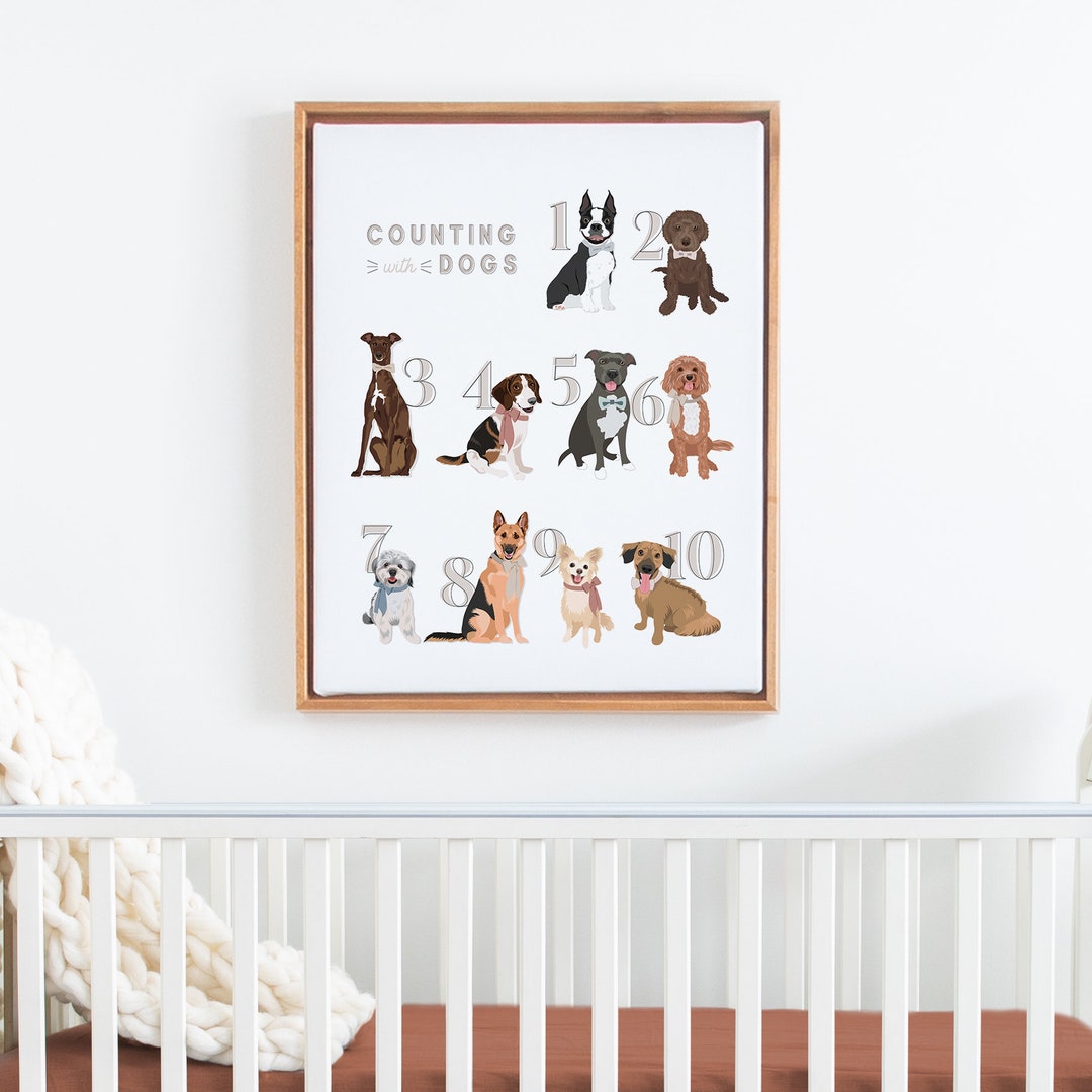 Dog Counting Art for Boho Nursery Digital Download Gender Neutral ...