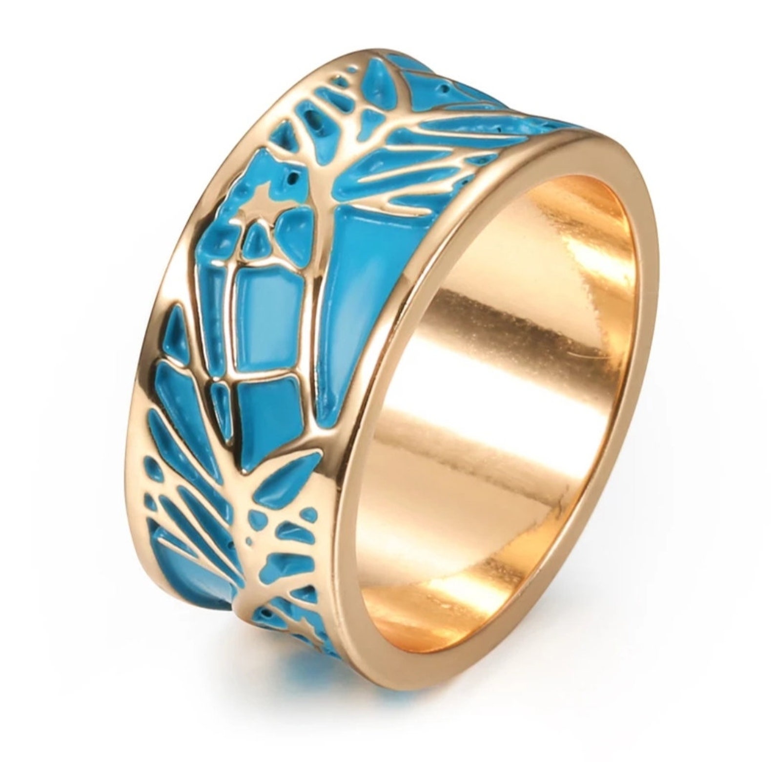 Blue Enamel Rings for Women / Bohemian / Lucky Flower Tree - Etsy
