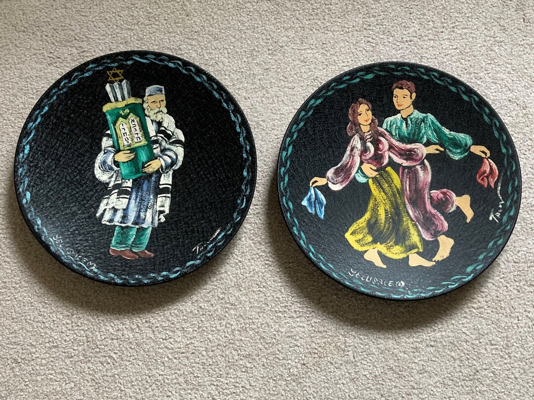 Vintage Set of Painted Israeli Plates Price Reduced - Etsy