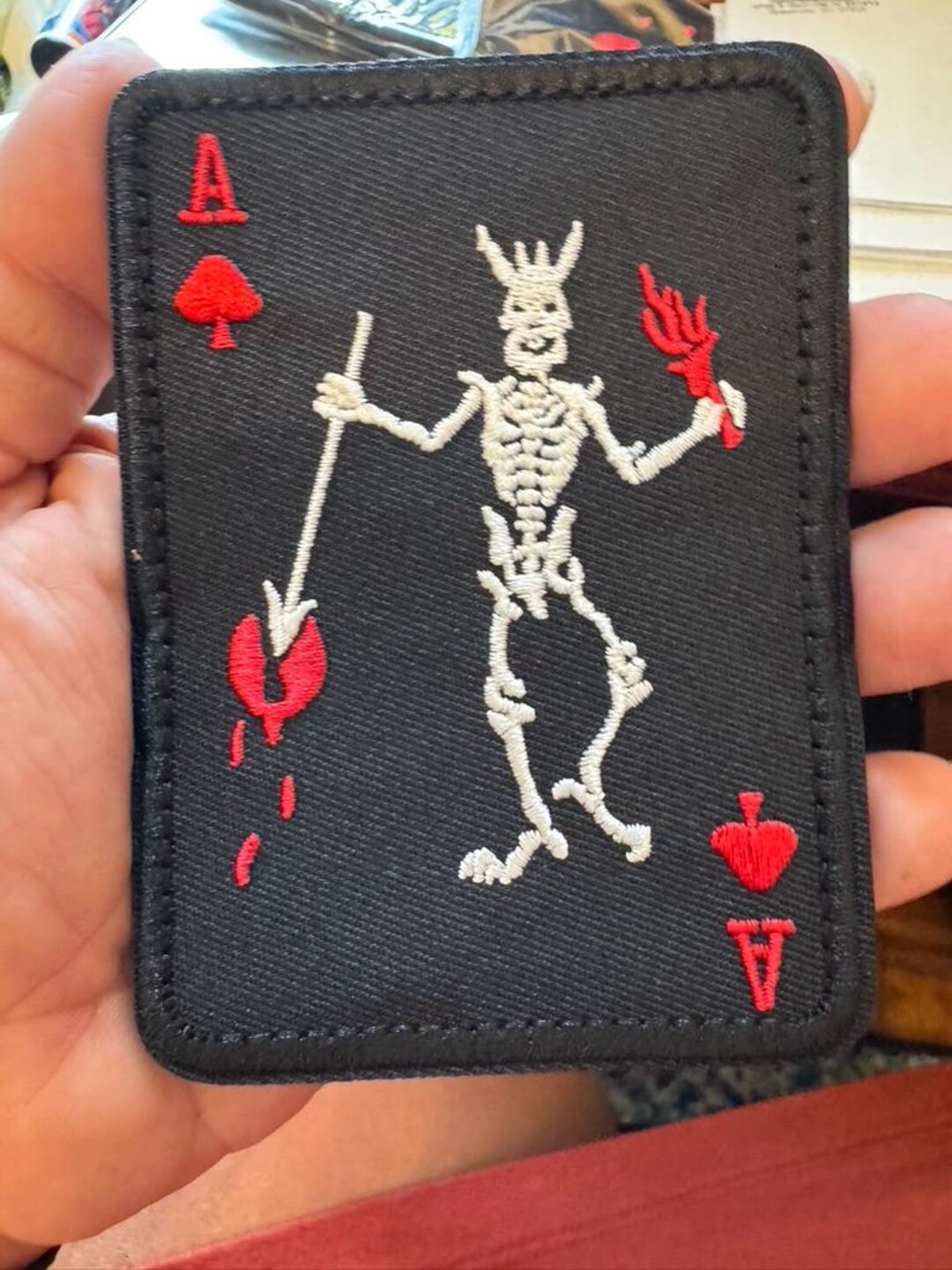 Blackbeard Pirate Flag Patch – Ace of Spades Skeleton Morale Patch – Embroidered Gothic Tactical ...