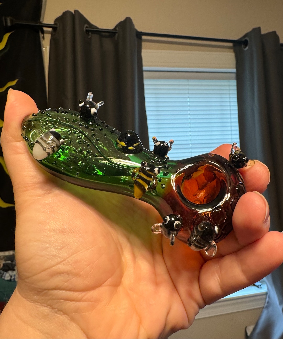 Pipe Glass Pipe Honey Comb Bumble Bee Girly Pipe Green - Etsy