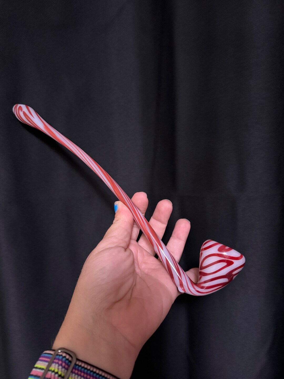 Pipe Red Candycane Gandalf Sherlock Style Pipe Glass Hand Pipe - Etsy