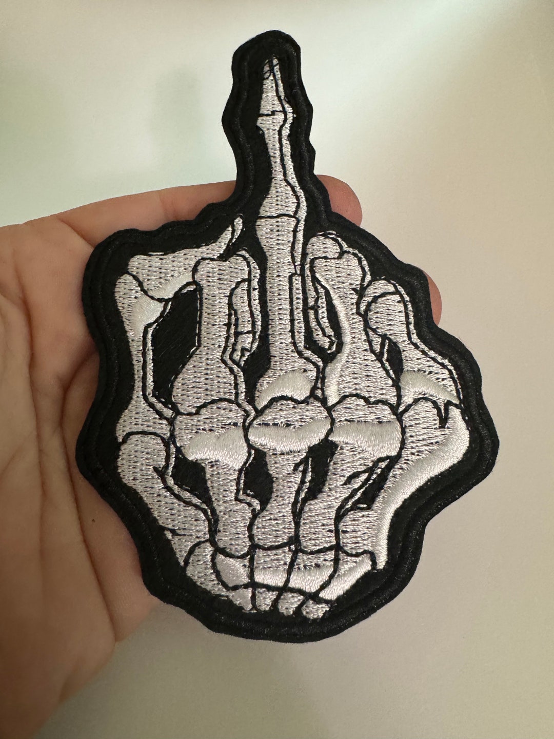 Skeleton Middle Finger Iron on Patch - Etsy