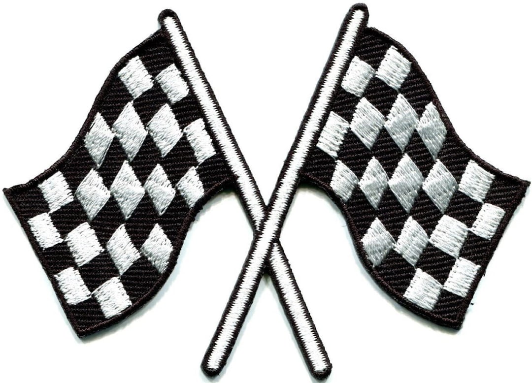 Checkered Flag Chequered Auto Car Racing Rockabilly Applique Iron-on ...