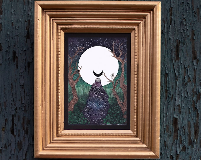 Wild Goddess of the Moon Small Print 4x6 and 5x7 Diana Art Print Witchy ...