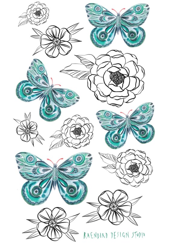 Flutterby & Flowers Sticker Sheet | Etsy
