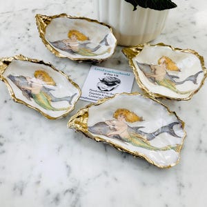 Large Vintage Mermaid + Dolphin, Trinket Dish/ring Dish, Gilded ...