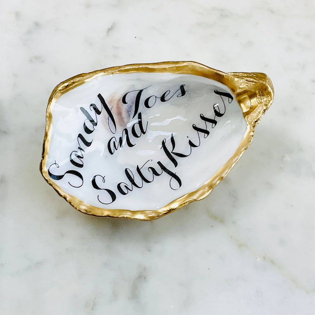 Sandy Toes & Salty Kisses. Gold Suffolk Oyster Shell Trinket Dish ...