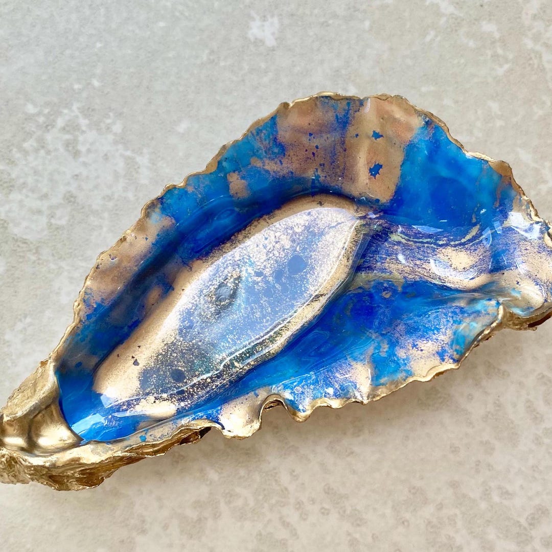 Blue Abyss Mesmerising Hand-painted Suffolk Oyster Shell Art. Shell ...