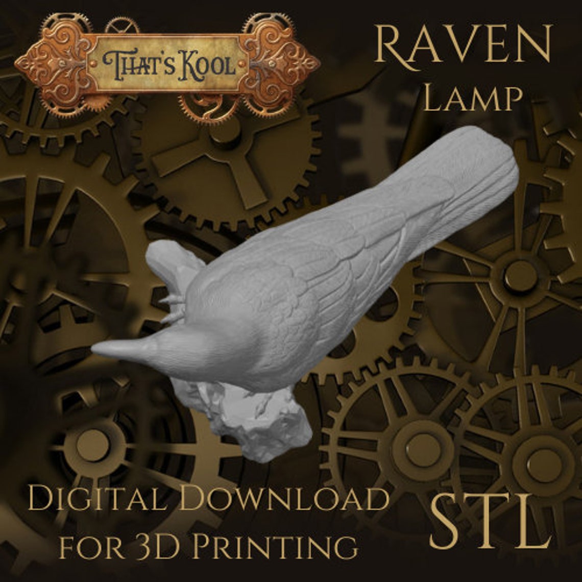 The Raven Gothic Raven Black Bird Lamp STL. File Stl File 3D Printing ...