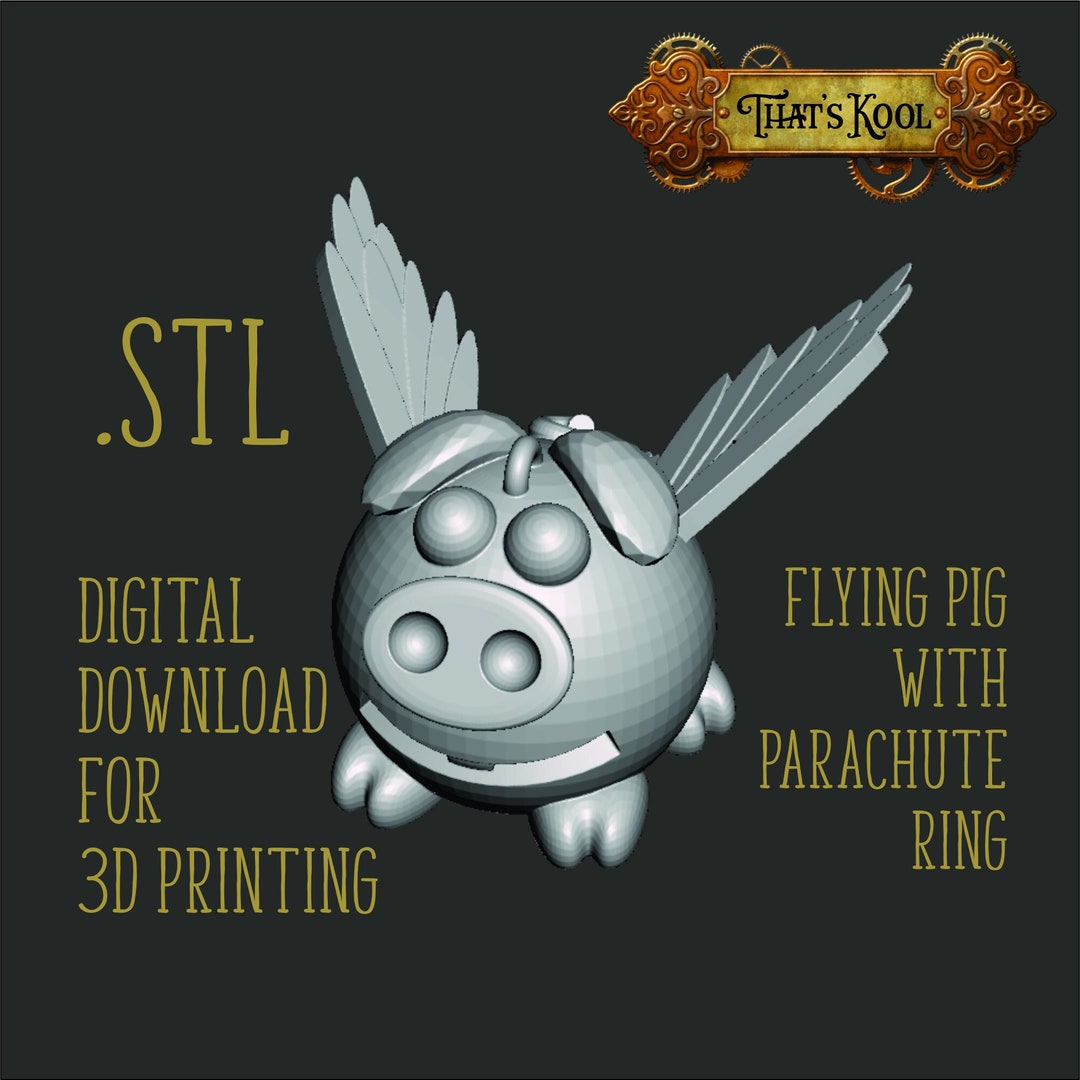 When Pigs Fly Parachute Toy 3D Print STL. File Stl File 3D Printing ...