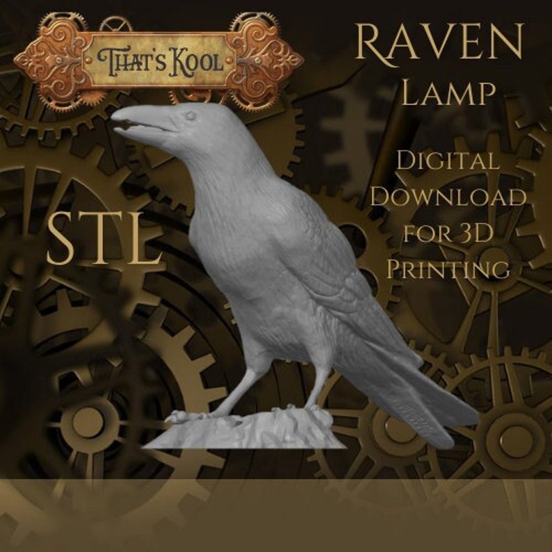 The Raven - Gothic Raven Black Bird Lamp STL. File - Stl File - 3D ...