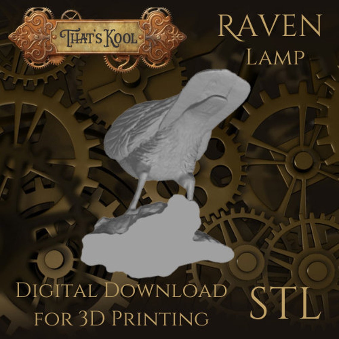 The Raven Gothic Raven Black Bird Lamp STL. File Stl File 3D Printing ...