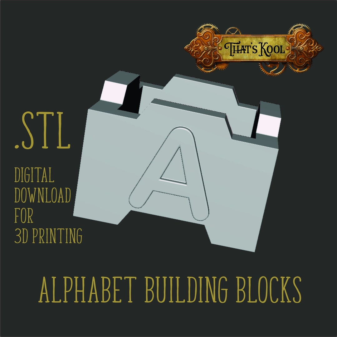 Alphabet Building Blocks 3D Print STL. File - Stl File - 3D Printing ...