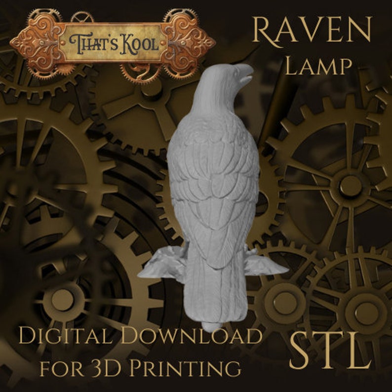 The Raven - Gothic Raven Black Bird Lamp STL. File - Stl File - 3D ...