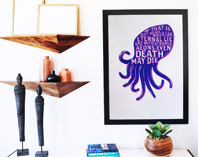 HP Lovecraft Cthulhu Cosmic Horror Quote Two Colour Risoprint ...