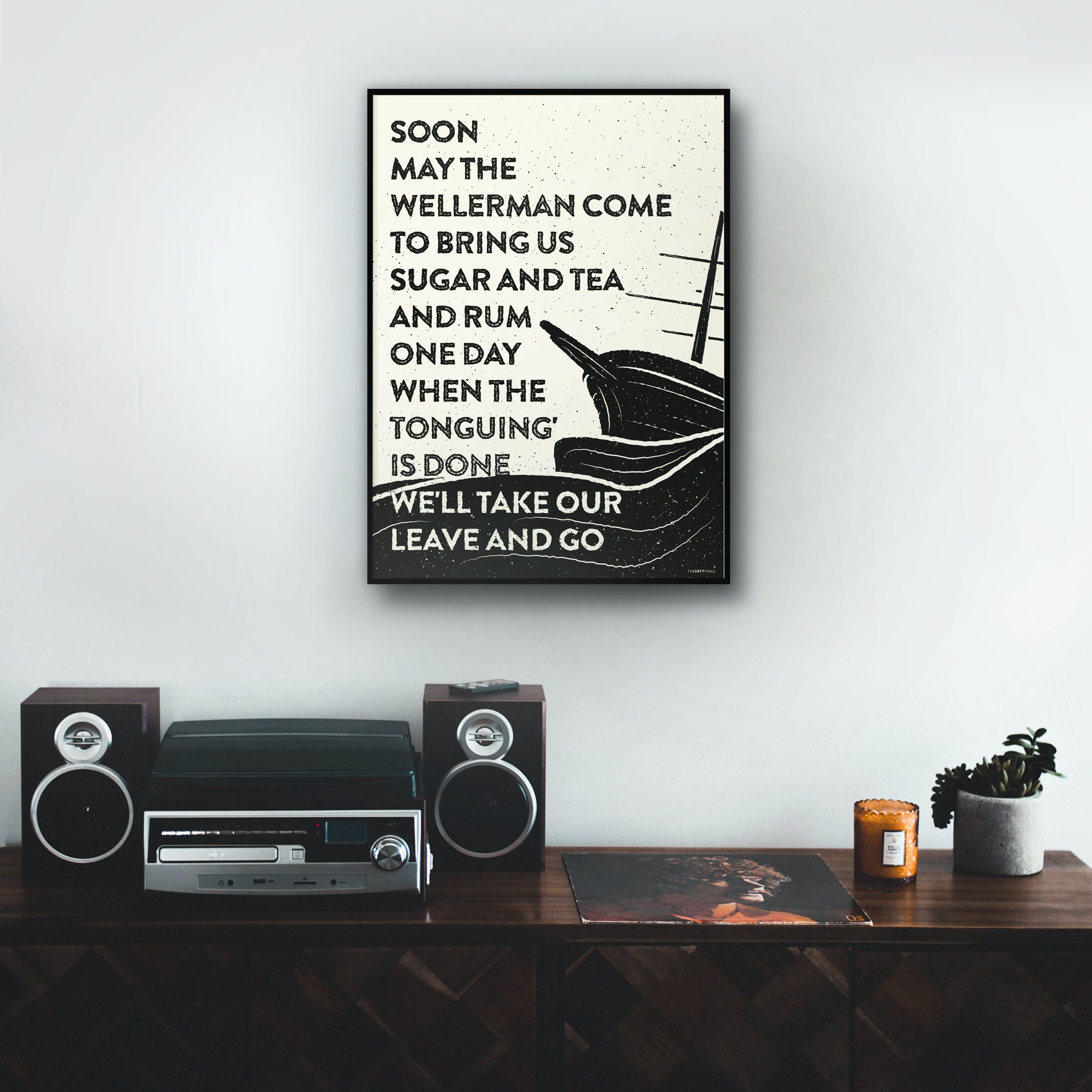 The Wellerman Nautical Quote Art Print - Sea Shanty Wall Decor ...