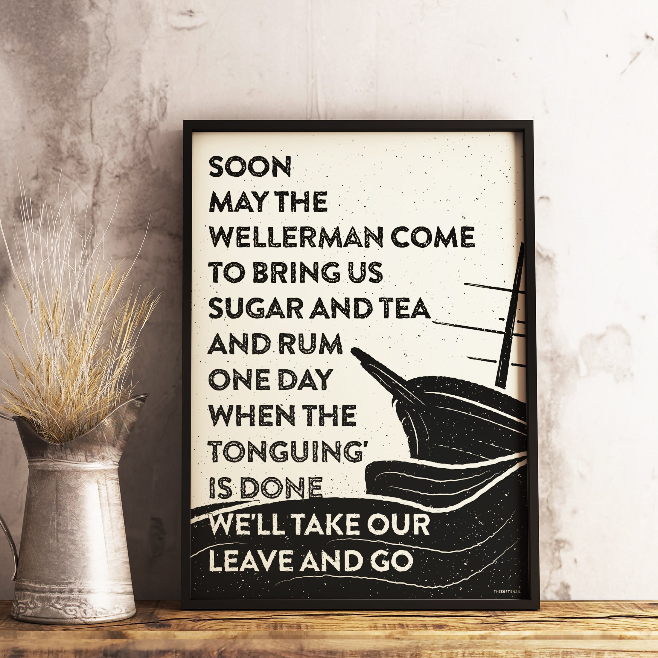 The Wellerman Nautical Quote Art Print - Sea Shanty Wall Decor ...