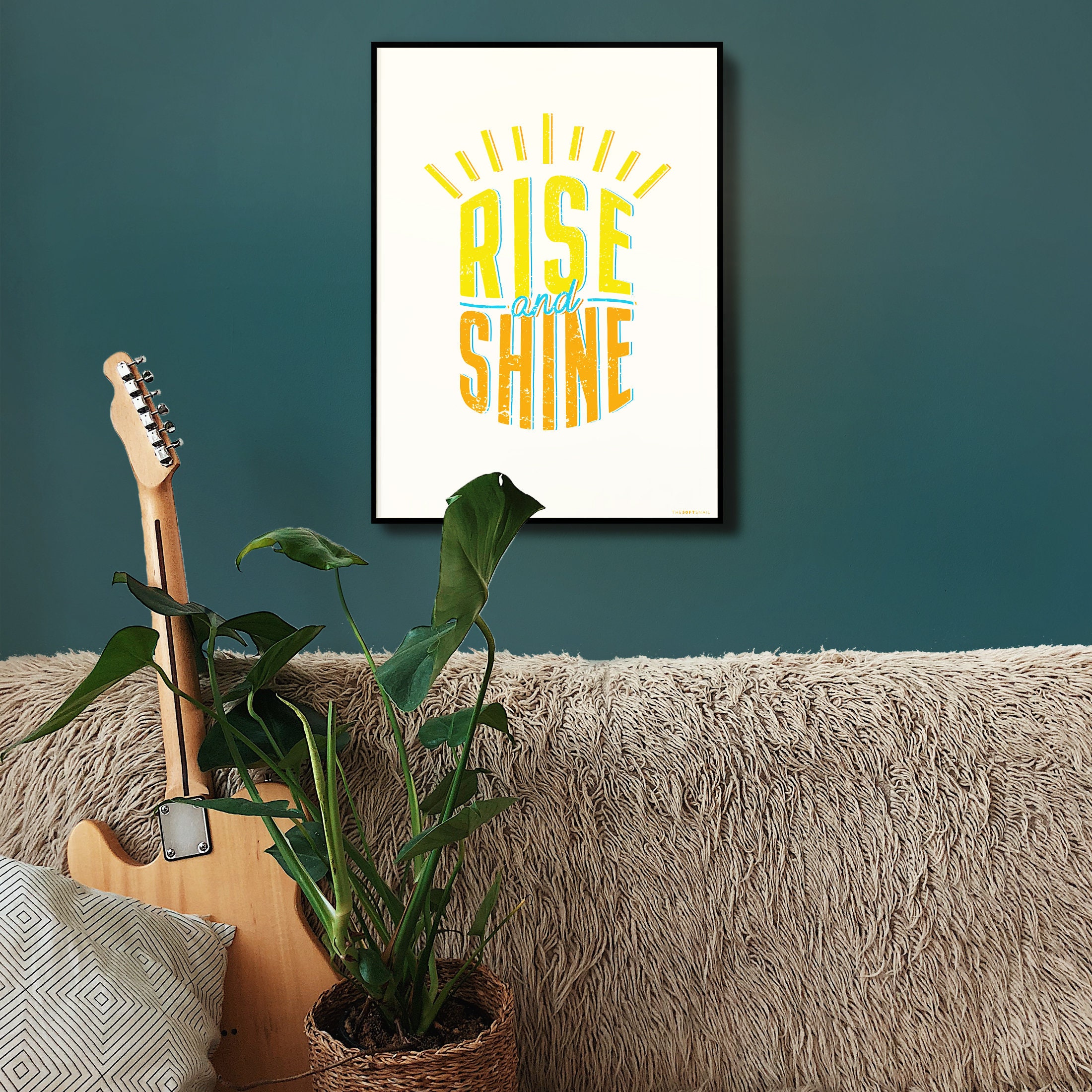 Rise and Shine Bedroom Wall Decor Art Print Sunny Happy | Etsy