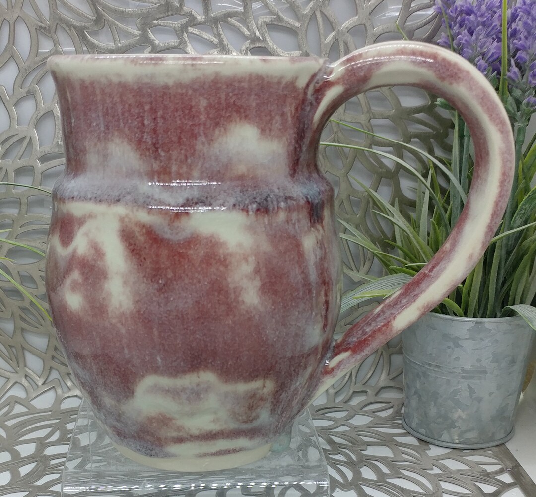 Hand Thrown 24 Oz Porcelain Mug in Rare Copper Red Glaze - Etsy