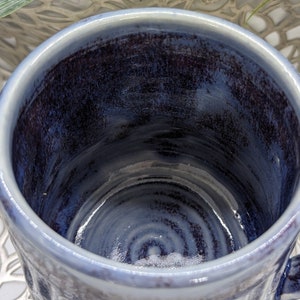 Hand Thrown 22 Oz Fluted Porcelain Cone Mug in Dark Copper Blue and Red ...