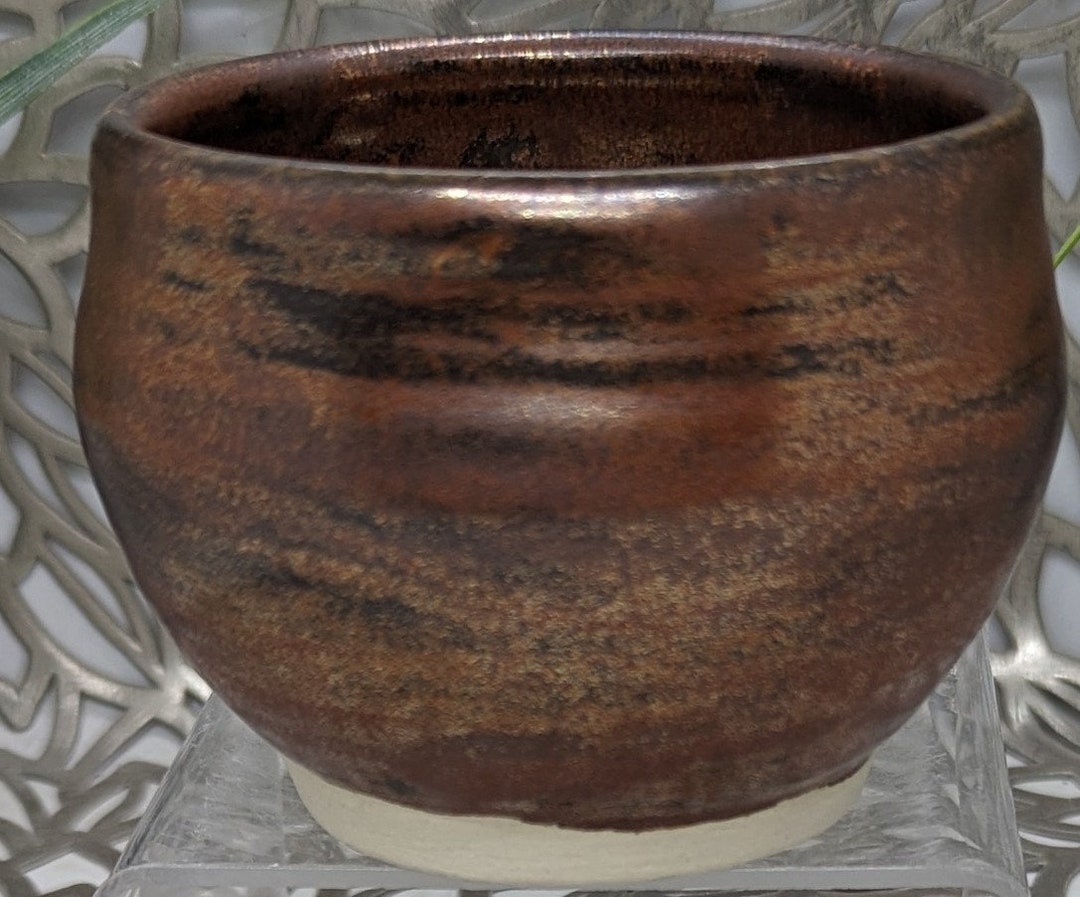 Hand Thrown 9 Oz Footed Traditional Tea Bowl in Antique Copper Glaze - Etsy