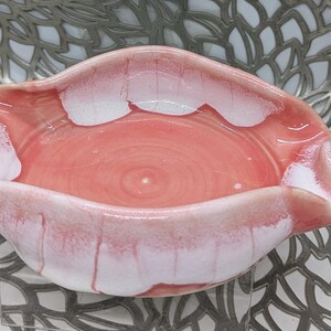 Hand Thrown Double Sided Double Spoon Rest in Lovely Coral and White, 5 ...