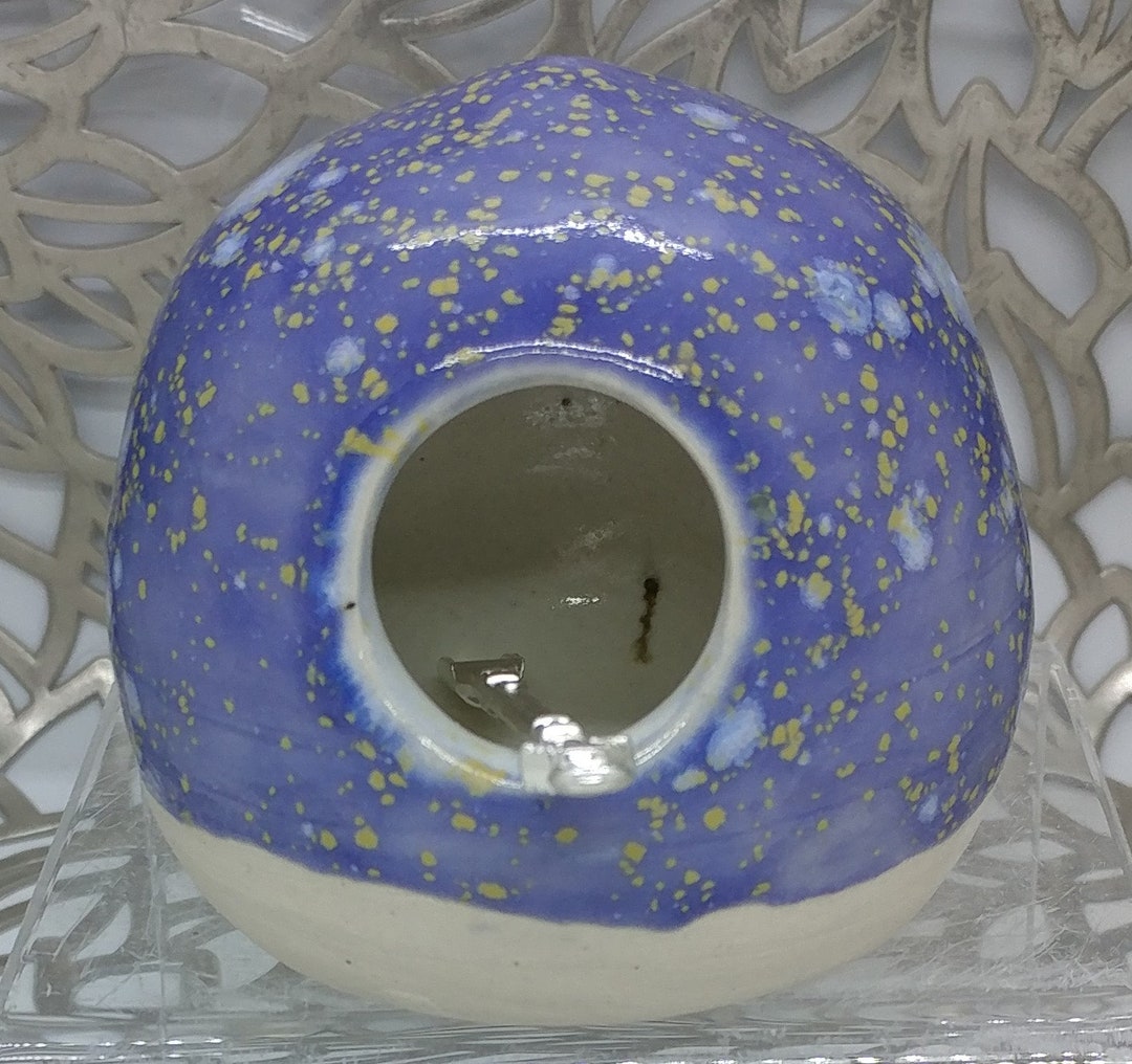 Hand Thrown Bird House Style Porcelain Salt Cellar in Speckled Bluish ...